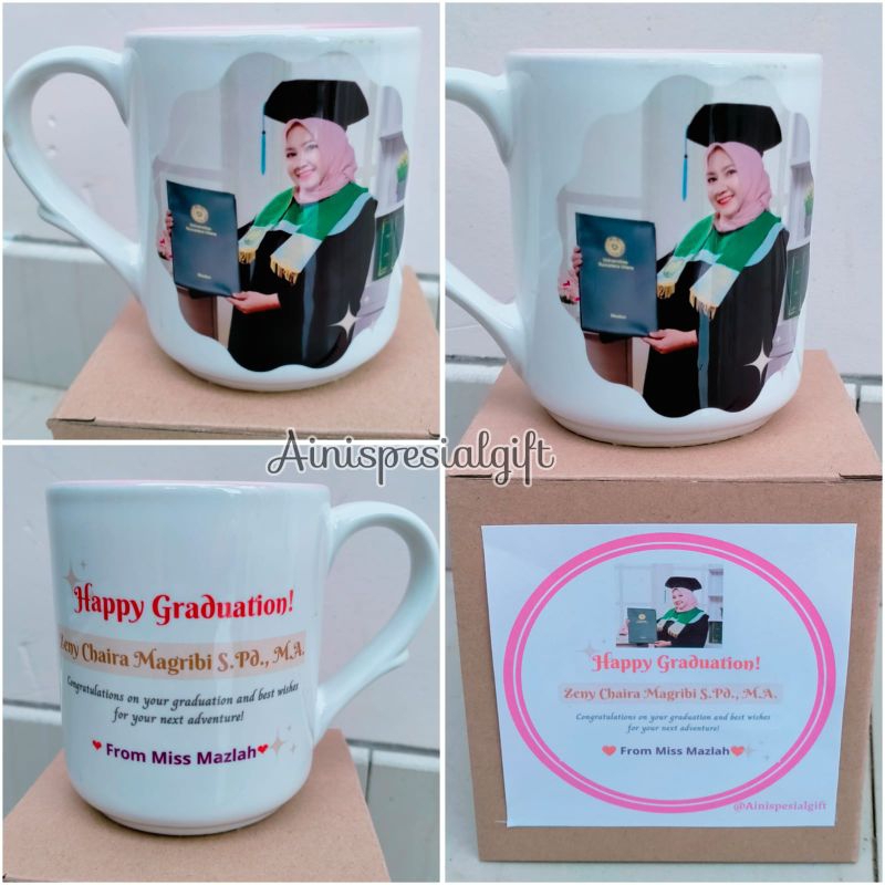 Jual Mug Custom Wisuda FREE DESAIN + Box dan kartu Ucapan | Shopee ...