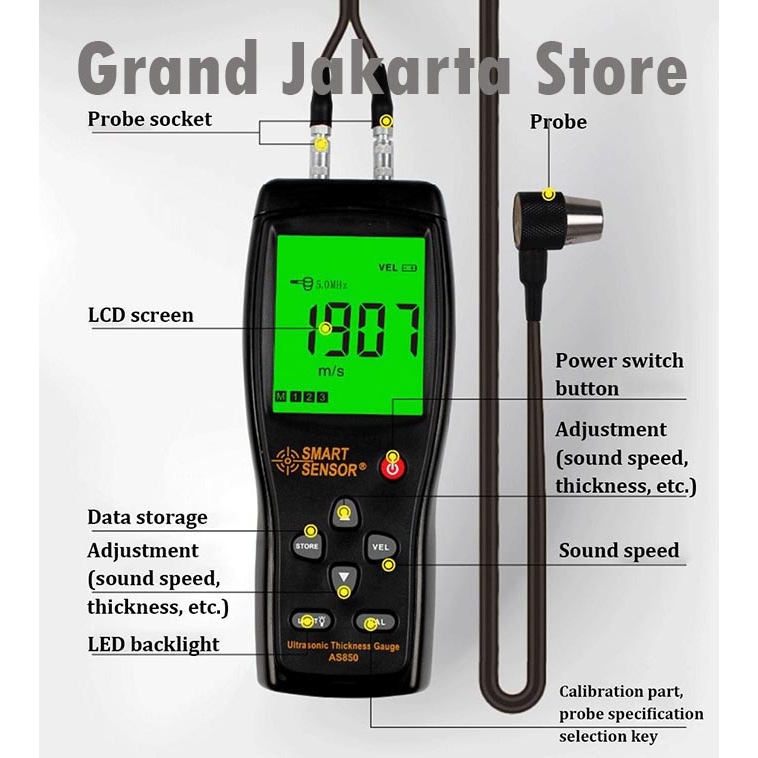 Jual Ultrasonic Thickness Gauge Sertifikat Kalibrasi Smart Sensor AS850 ...