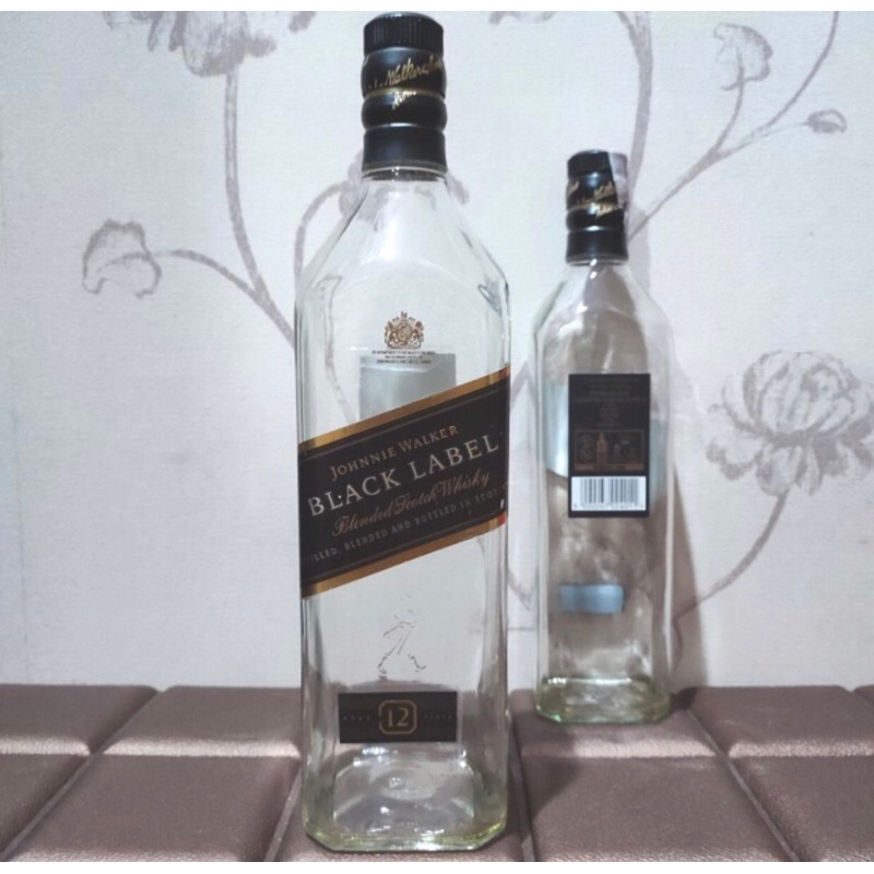 Jual botol bekas miras black label 1L/ botol pajangan / botol import ...