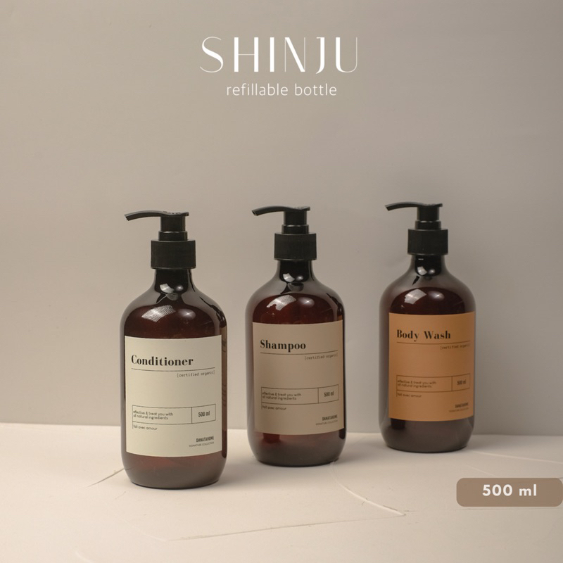 Jual Botol pump refill aesthetic botol amber isi ulang 500ml shinju ...