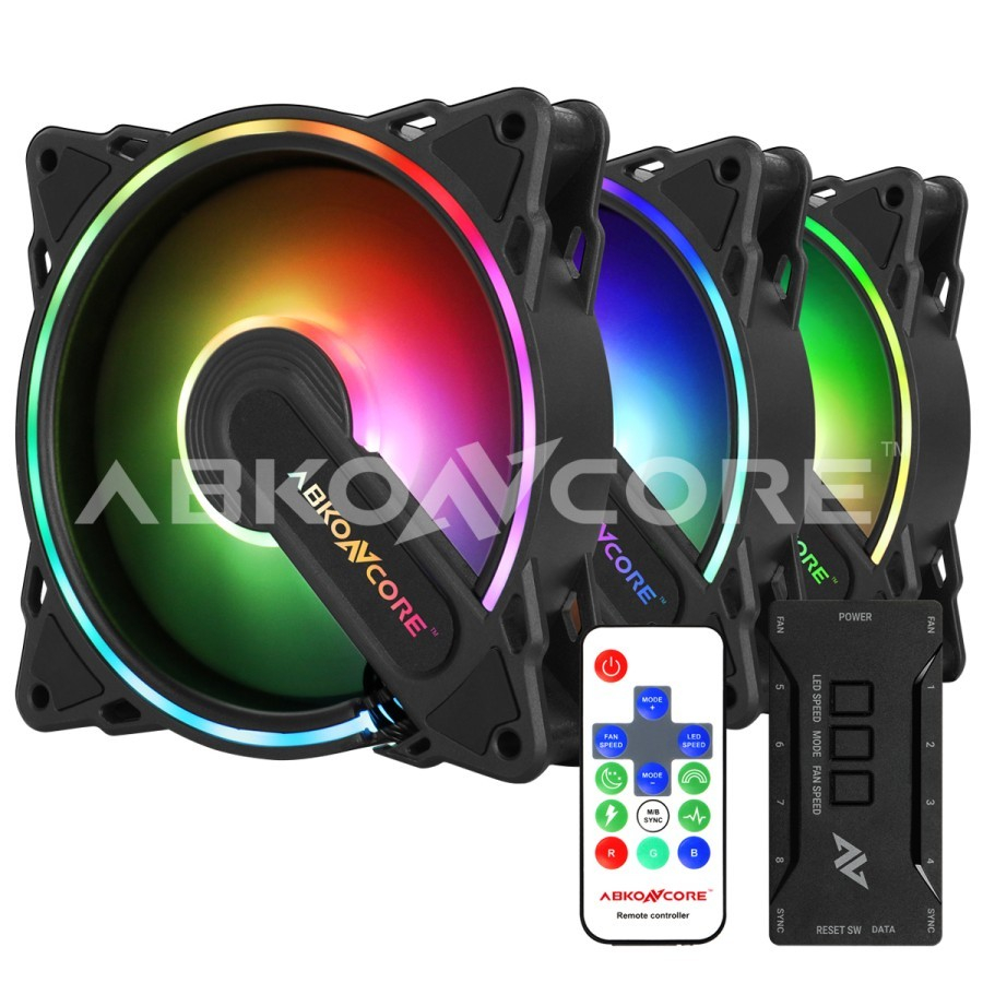 Jual Fan Abkoncore Hurricane series HR120 3in1 Spectrum sync fan 3PC RGB | Shopee Indonesia