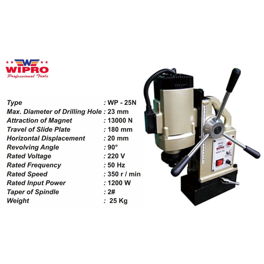 Jual Mesin Bor Magnet Duduk 23mm WP25N WIPRO / Electric Magnetic Drill ...
