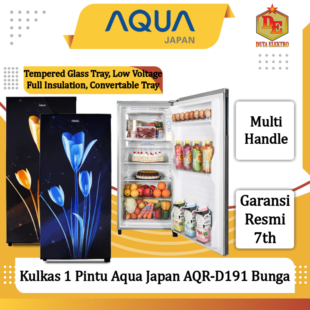 Jual Kulkas 1 Pintu Aqua Japan AQR D 191 Bunga | Shopee Indonesia