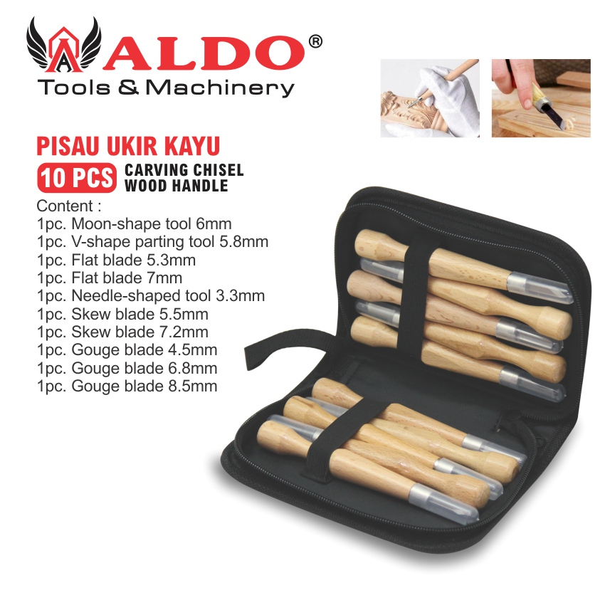 Jual PISAU UKIR KAYU / ALAT PAHAT KAYU 10 PCS MERK ALDO | Shopee Indonesia