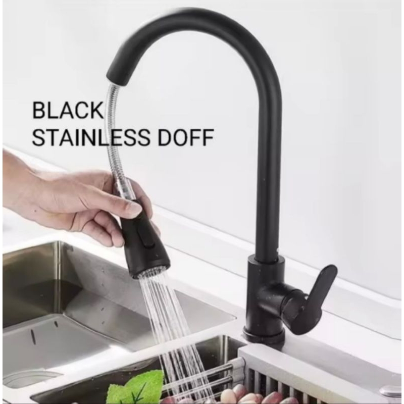 Jual KRAN SINK TARIK STAINLESS KERAN CUCI PIRING HITAM KICHEN FAUCET ...
