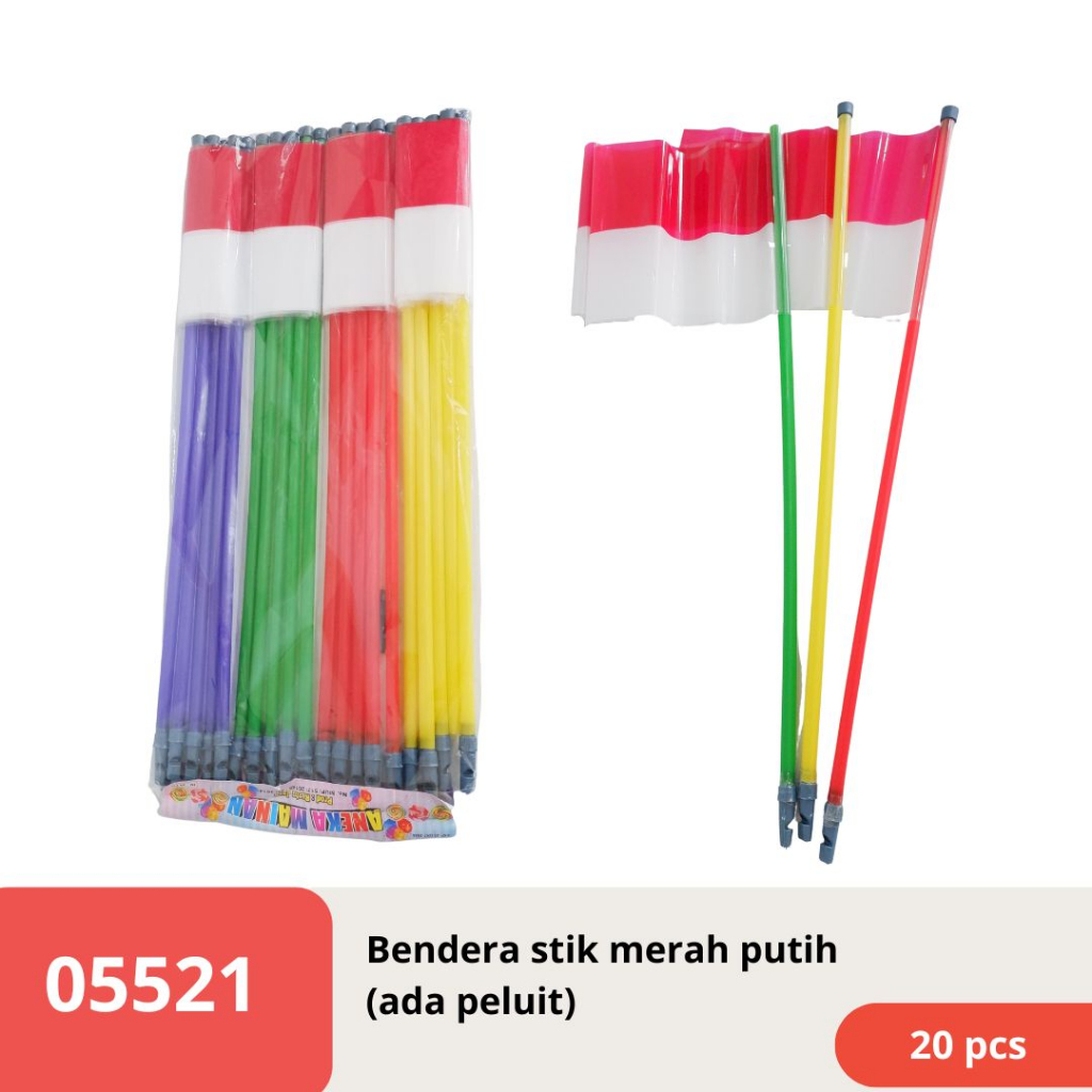 Jual Bendera stik / stick pluit plastik merah putih isi 20 pcs | Shopee ...