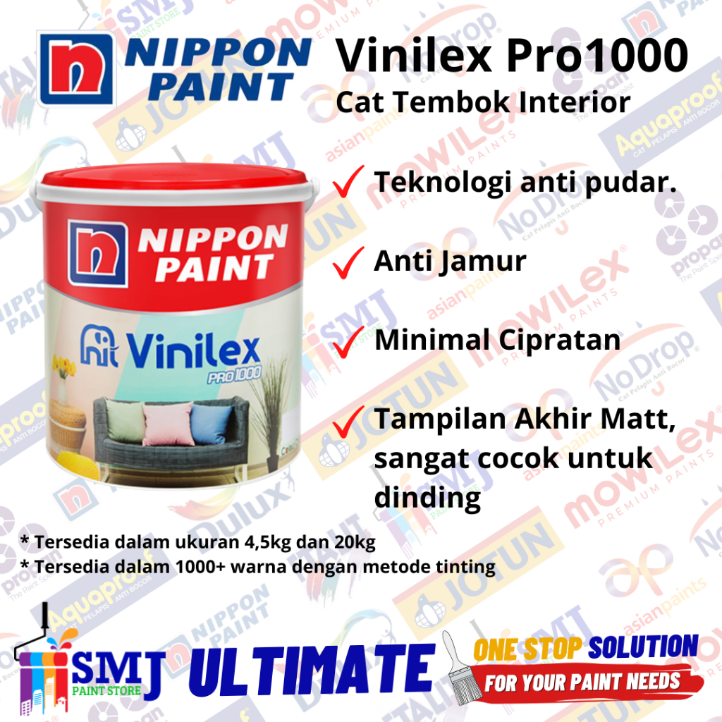Jual Cat Tembok Interior NIPPON PAINT VINILEX PRO 1000 Warna Tinting 4 ...