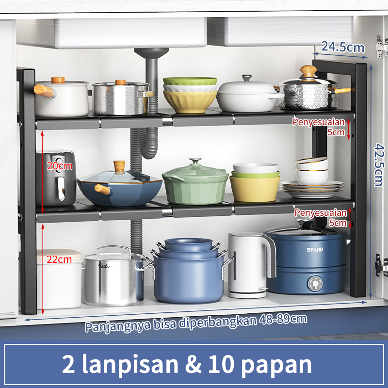 Jual Rak dapur stainless steel yang dapat ditarik di bawah rak panci ...