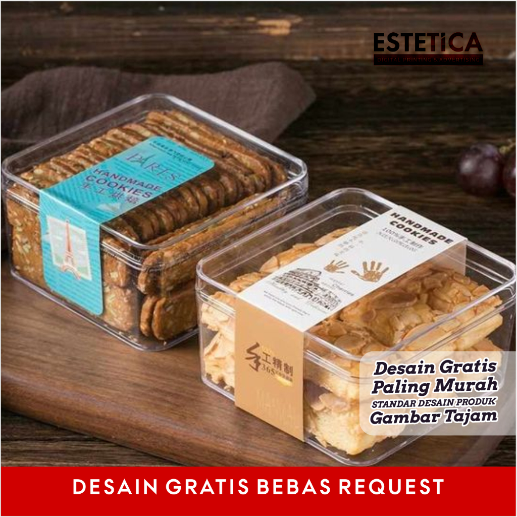Jual Cetak Print Stiker Sticker Label Kue Toples Kue Kering Snack Box ...