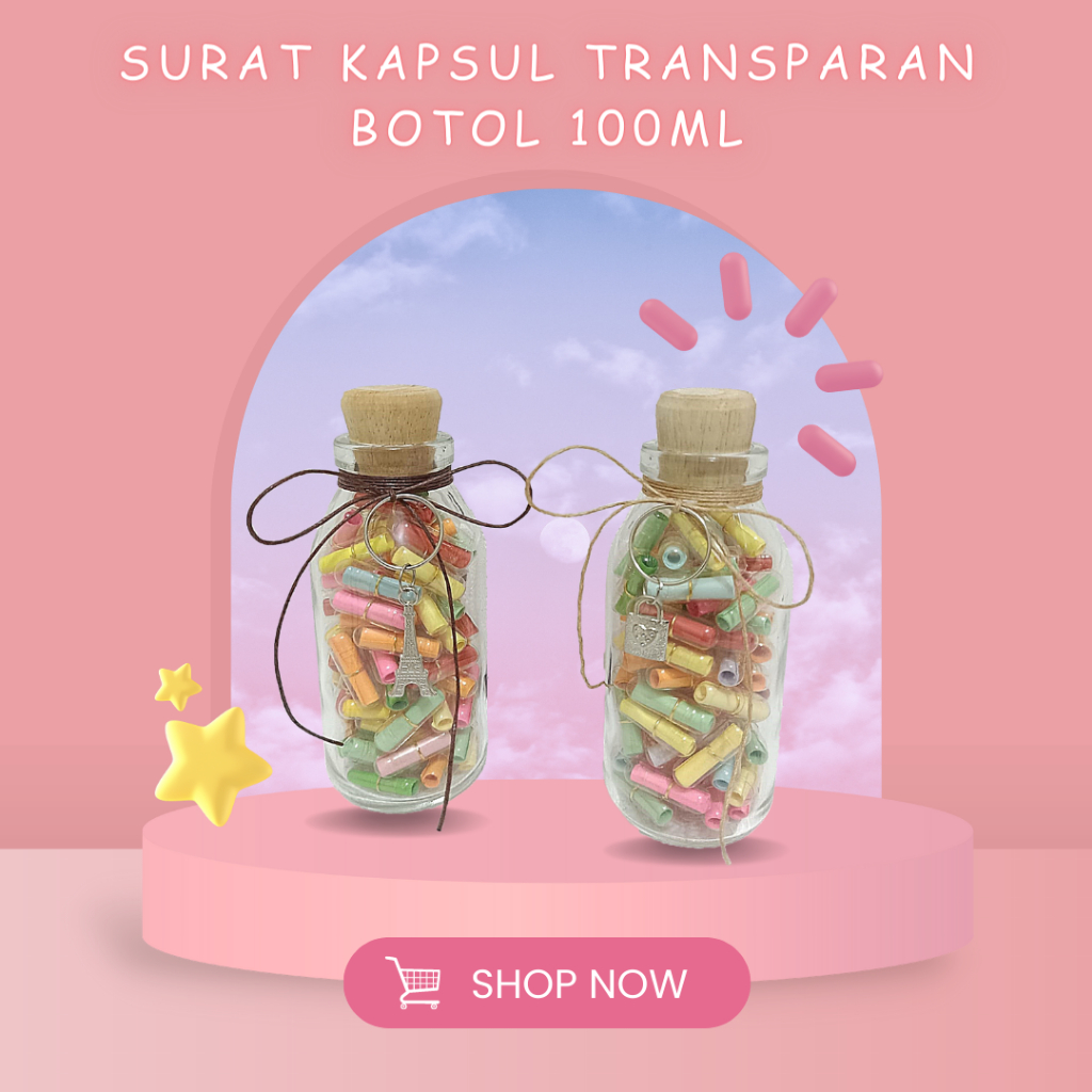 Jual Surat Kapsul Transparan Botol 100ml / Hadiah / Kado / Souvenir ...