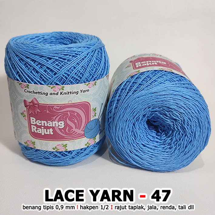 Jual Benang Rajut LACE YARN TIPIS 47 BIRU LANGIT TUA D9 BENANG TAPLAK ...