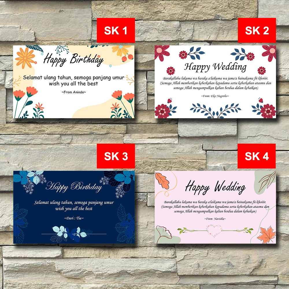 Jual Kartu Ucapan Greeting Card Custom Ulang Tahun Wedding Wisuda