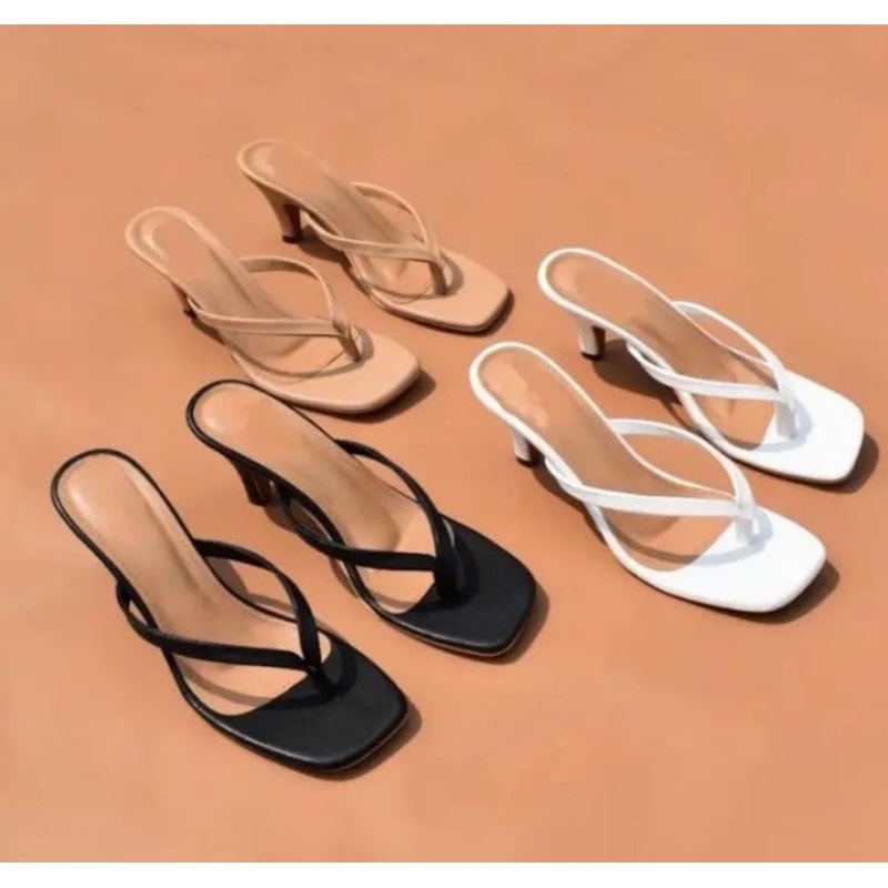 Jual sandal high heels wanita kekinian hak lancif 7cm | Shopee Indonesia