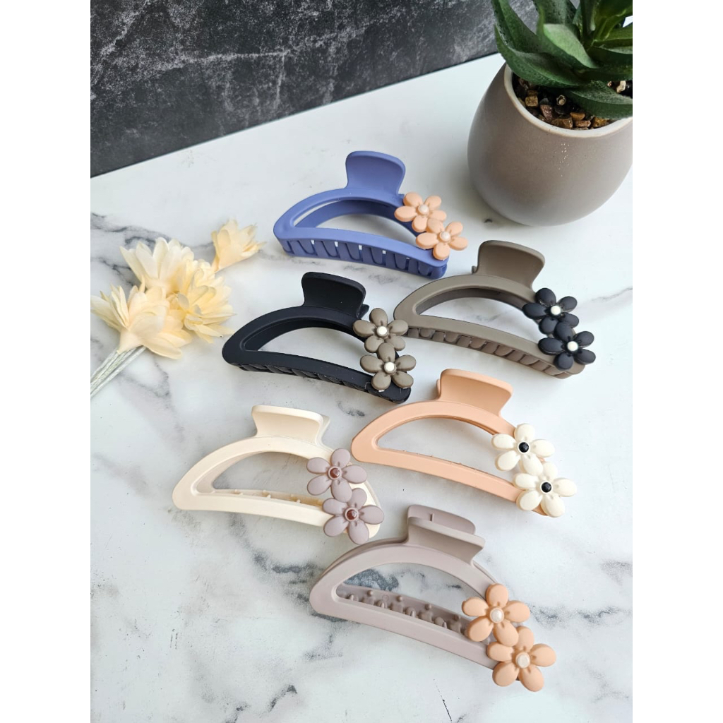 Jual Jepit rambut JEDAI OVAL PASTEL CLAY BUNGA PREMIUM 9CM jedai korea ...