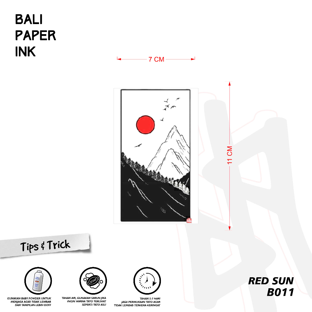Jual Tato Red SUN B011 - Basic Temporary Tattoo - By Bali Paper Ink ...