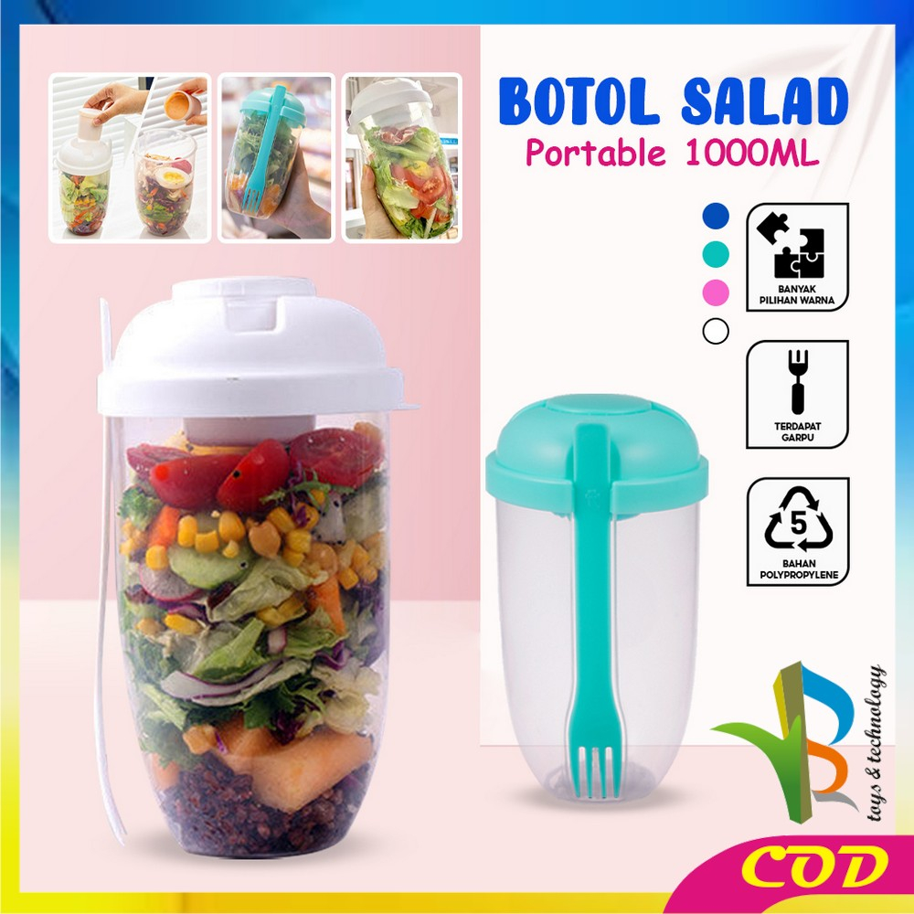 Jual RB-C863 Botol Salad 1000ML dengan Sendok Garpu + Botol Saus Kecil ...