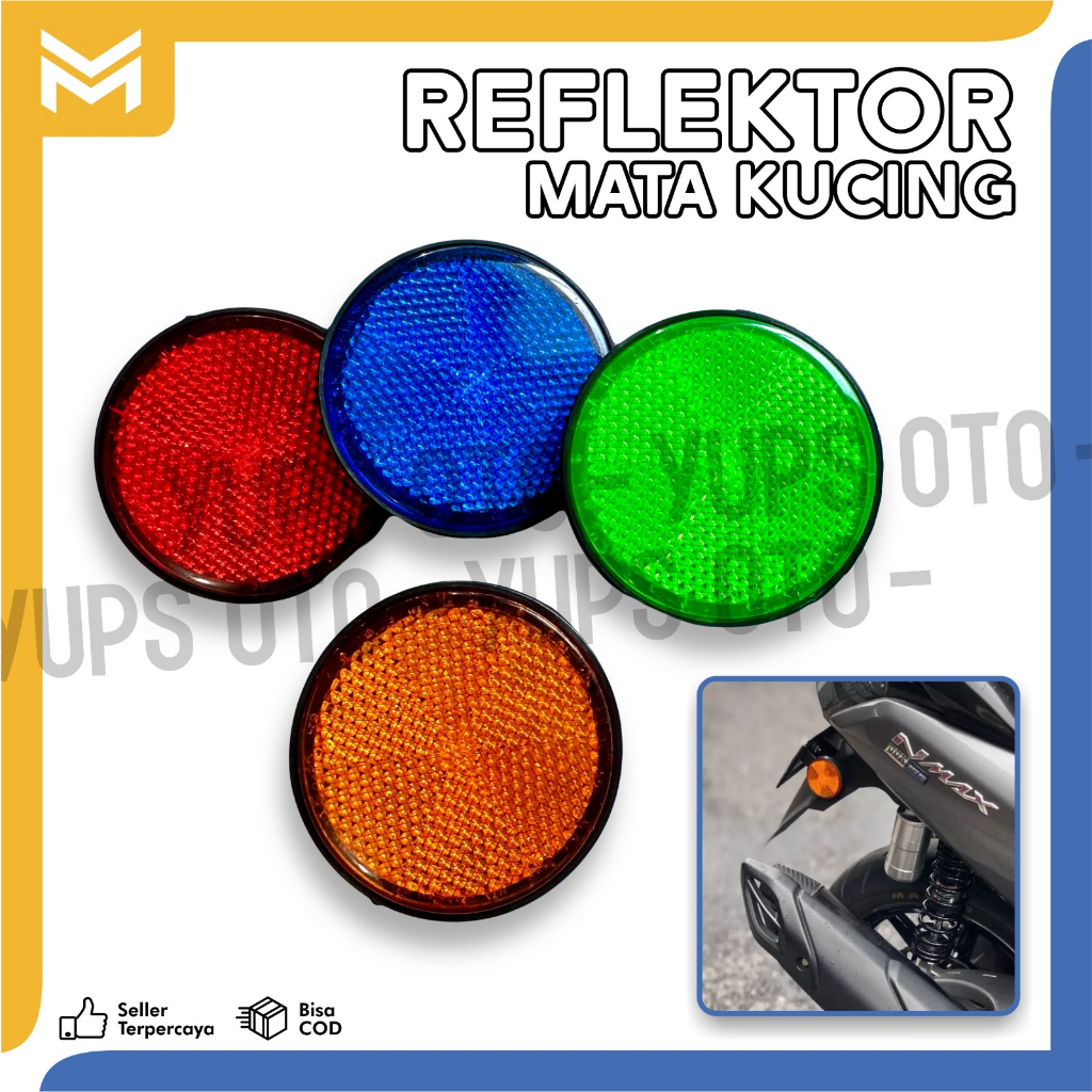 Jual REFLEKTOR MATA KUCING BULAT KUNING HIJAU BIRU MERAH PLASTIC ...