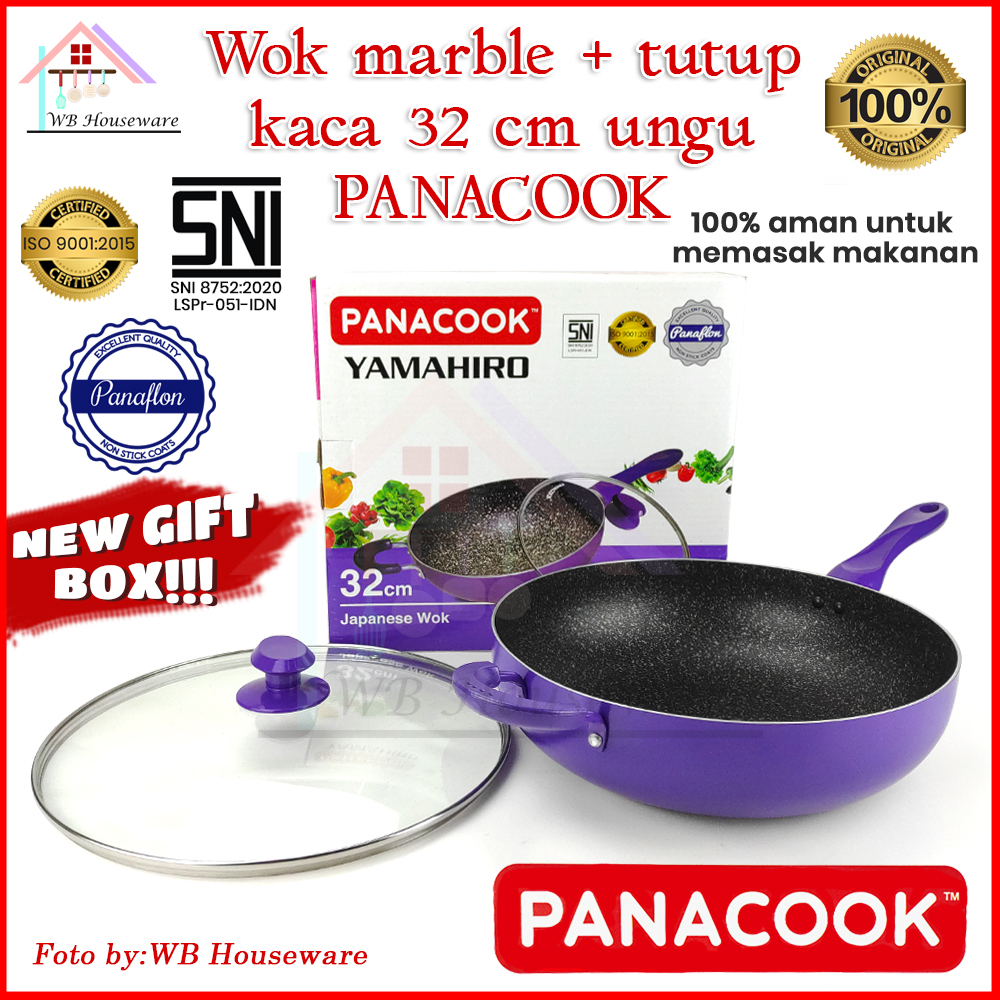 Jual panci penggorengan / wok tutup kaca 32cm / japanese wok / wok ...