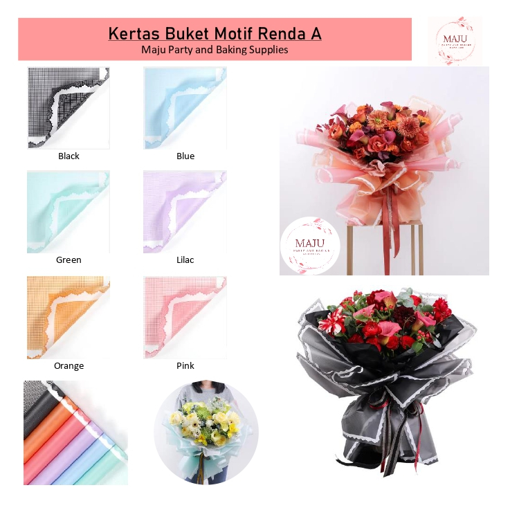 Jual Kertas Buket Motif Renda A / Flower Wrapping Lace Frame / Kertas ...