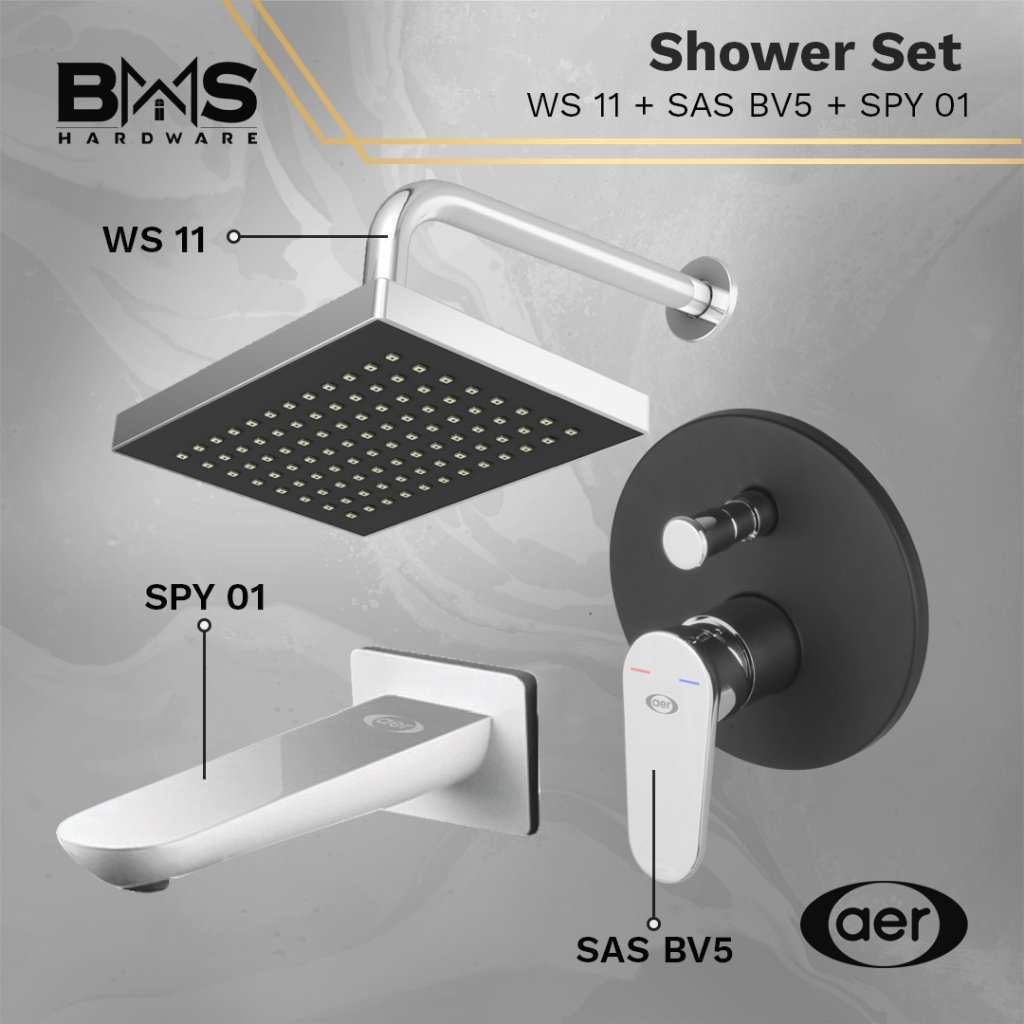 Jual Paket Shower Mandi Wall Shower Kran Tanam Panas Dingin WS 11 + SAS BV5 + SPY 01 | Shopee ...