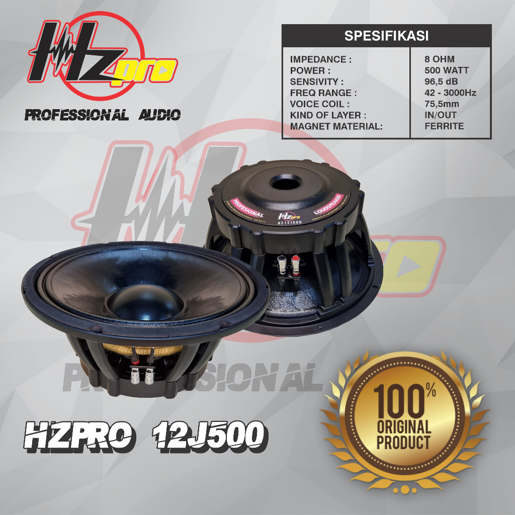 Jual SPEAKER KOMPONEN HZ PRO 12J500 ORIGINAL (12INCH) | Shopee Indonesia