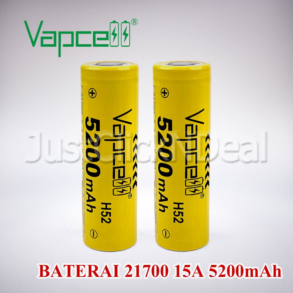 Jual Baterai 21700 VAPCELL H52 15A 5200mAh Original Authentic | Shopee ...