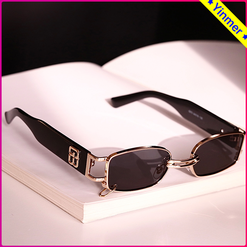 Jual COD Kacamata Hitam Korea Gaya Ulzzang Wanita Kacamata Persegi Emas Rectangle Shades Retro ...