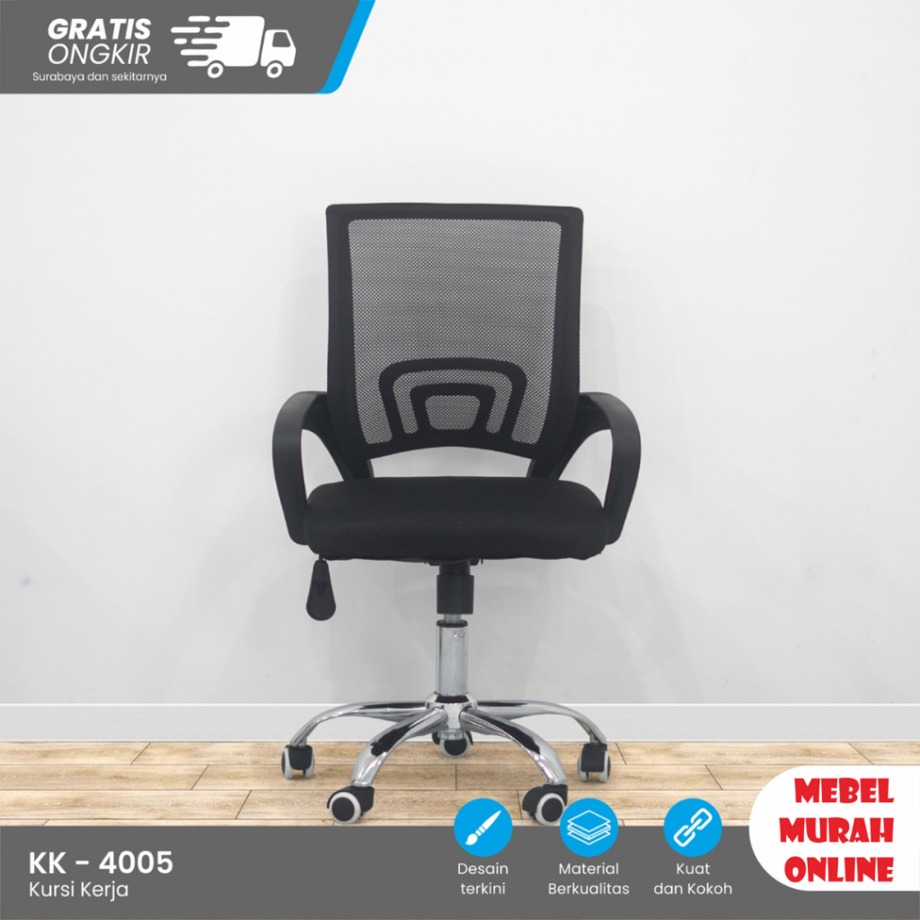 Jual Kursi Kerja Jaring Putar Hidrolis Kursi Kantor Kaki besi Chrome ...