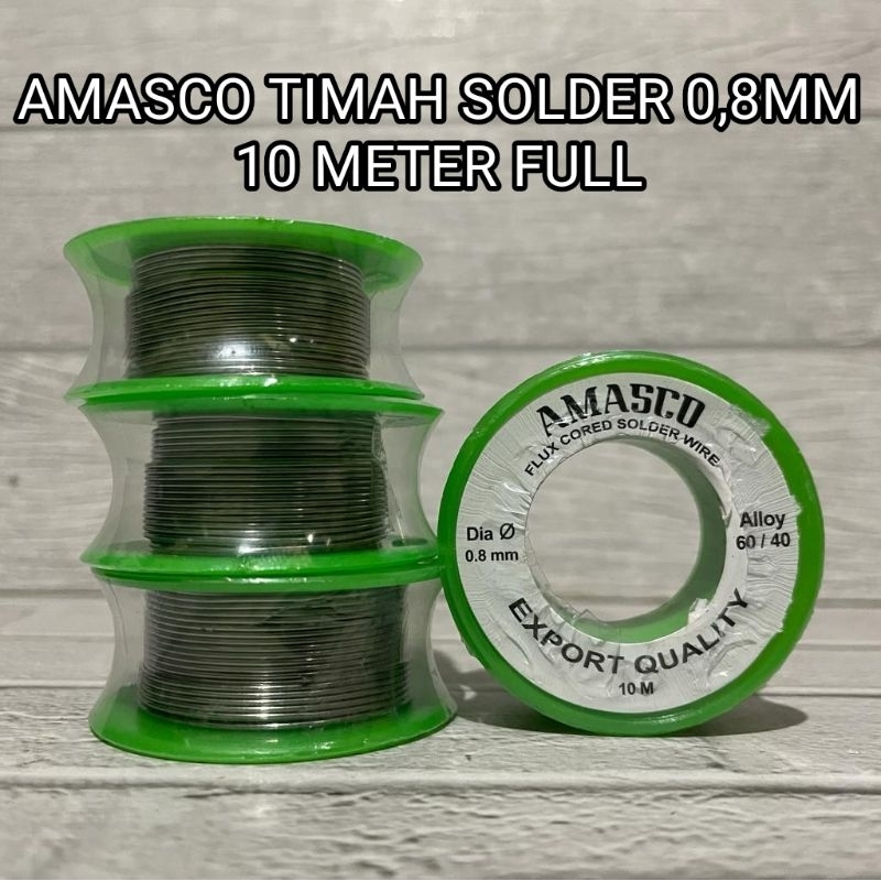 Jual TIMAH SOLDER AMASCO 5 & 10 METER FULL 0.8mm TIMAH GULUNG ...