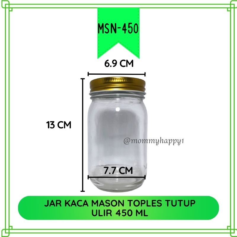Jual (6 pcs) Jar Kaca Mason / Botol / Toples Beling 450 ml | Shopee ...