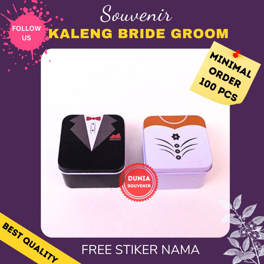 Jual Souvenir Wedding Perkawinan Pernikahan Kaleng Bride Groom Couple ...