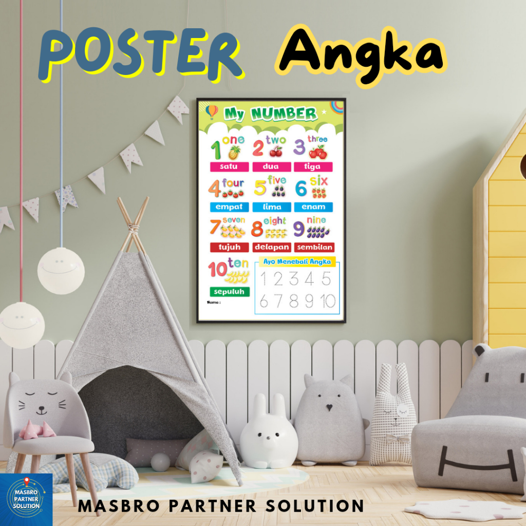 Jual Poster Edukasi Anak TK PAUD Angka Number A3+ Free 1pc spidol ...