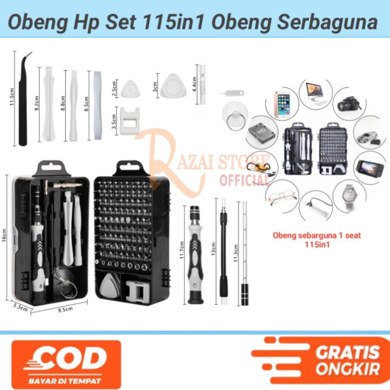 Jual Obeng Hp Set 115in1 Obeng Serbaguna Obeng 115in1 Kunci Alat Hp ...