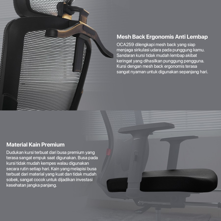 Jual FANTECH OCA259 OC-A259 Kursi Kantor Kerja Jaring Premium Office ...