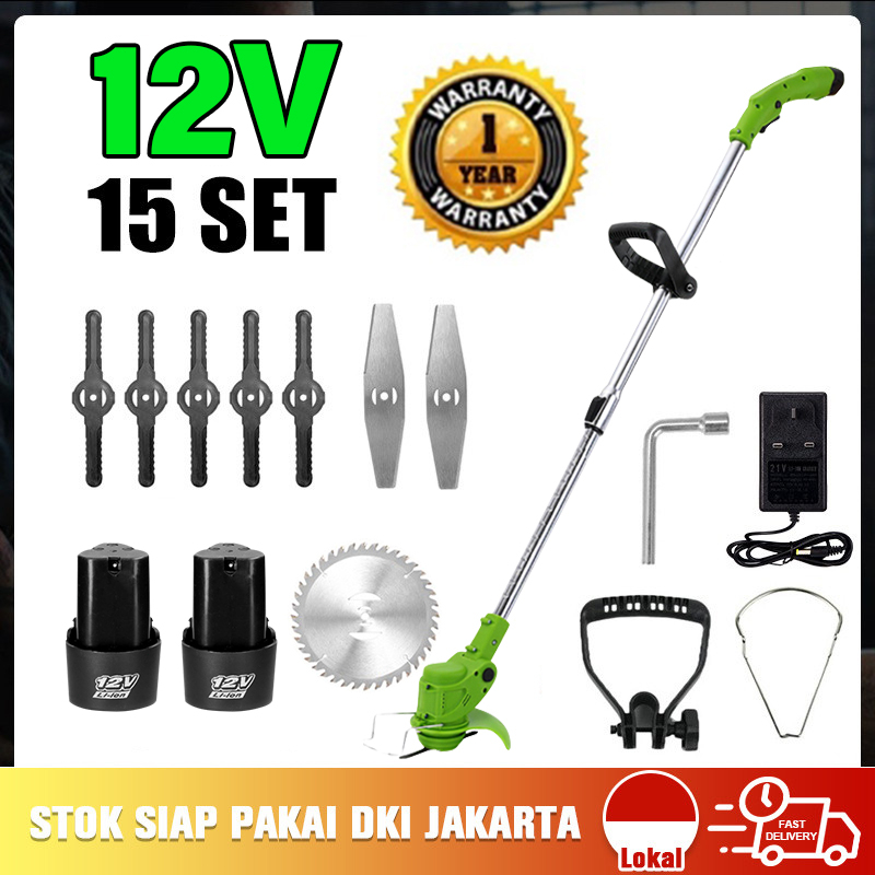 Jual Ready Stock 12V Mesin Potong Rumput Cordless Grass Trimmer Mesin ...