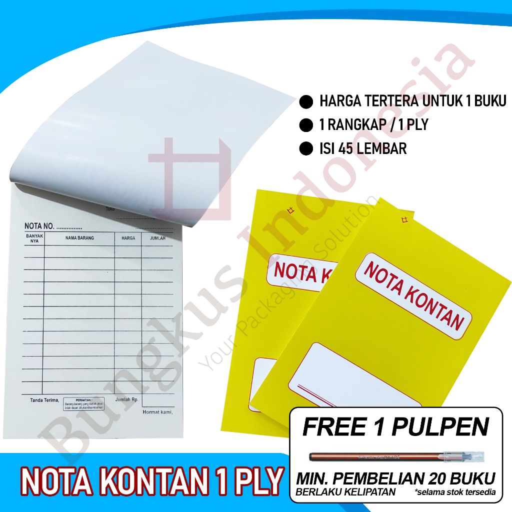 Jual Buku Nota Kontan 1 ply 1 BUKU / Nota Kontan Rangkap 1 | Shopee ...