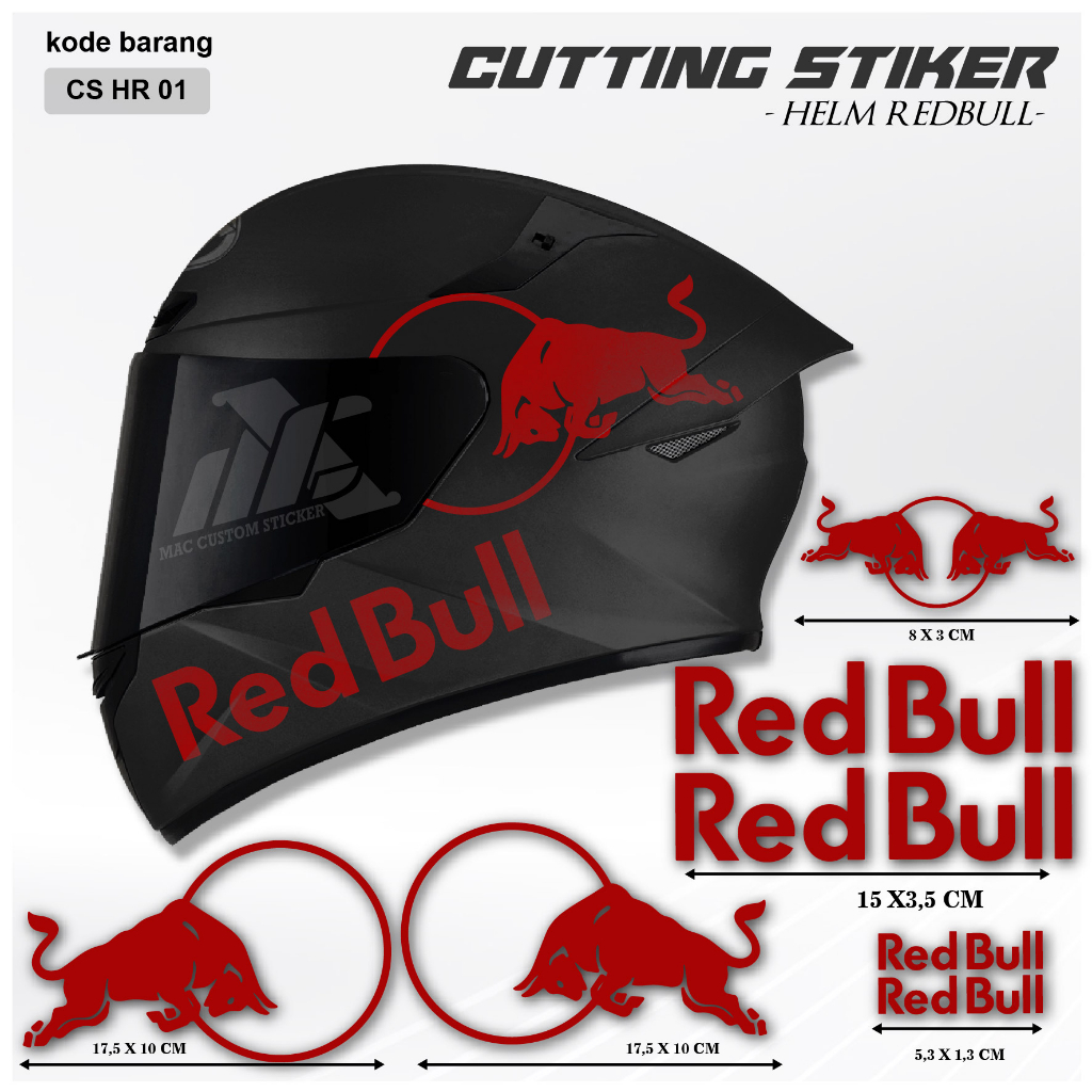 Jual CUTTING STICKER HELM FULL FACE - STIKER LIS VARIASI HELM REDBULL ...