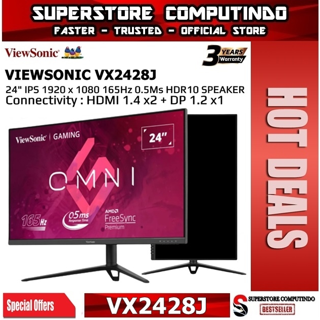 Jual Monitor LED Viewsonic VX2428J 24" IPS 1080p 165Hz 0.5ms HDR10 ...