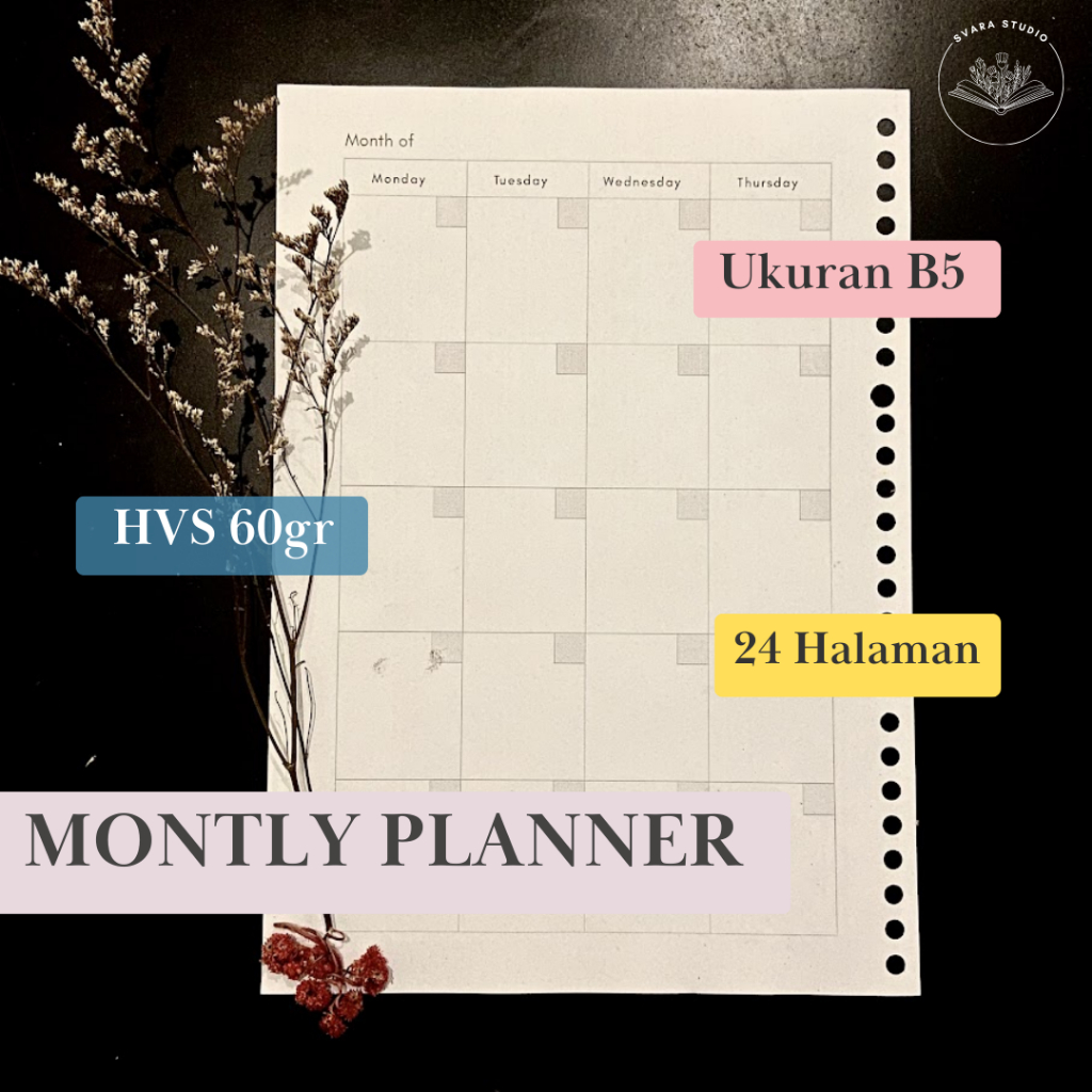 Jual Svara Loose Leaf Monthly Planner Journal Notebook Aesthetic Custom ...