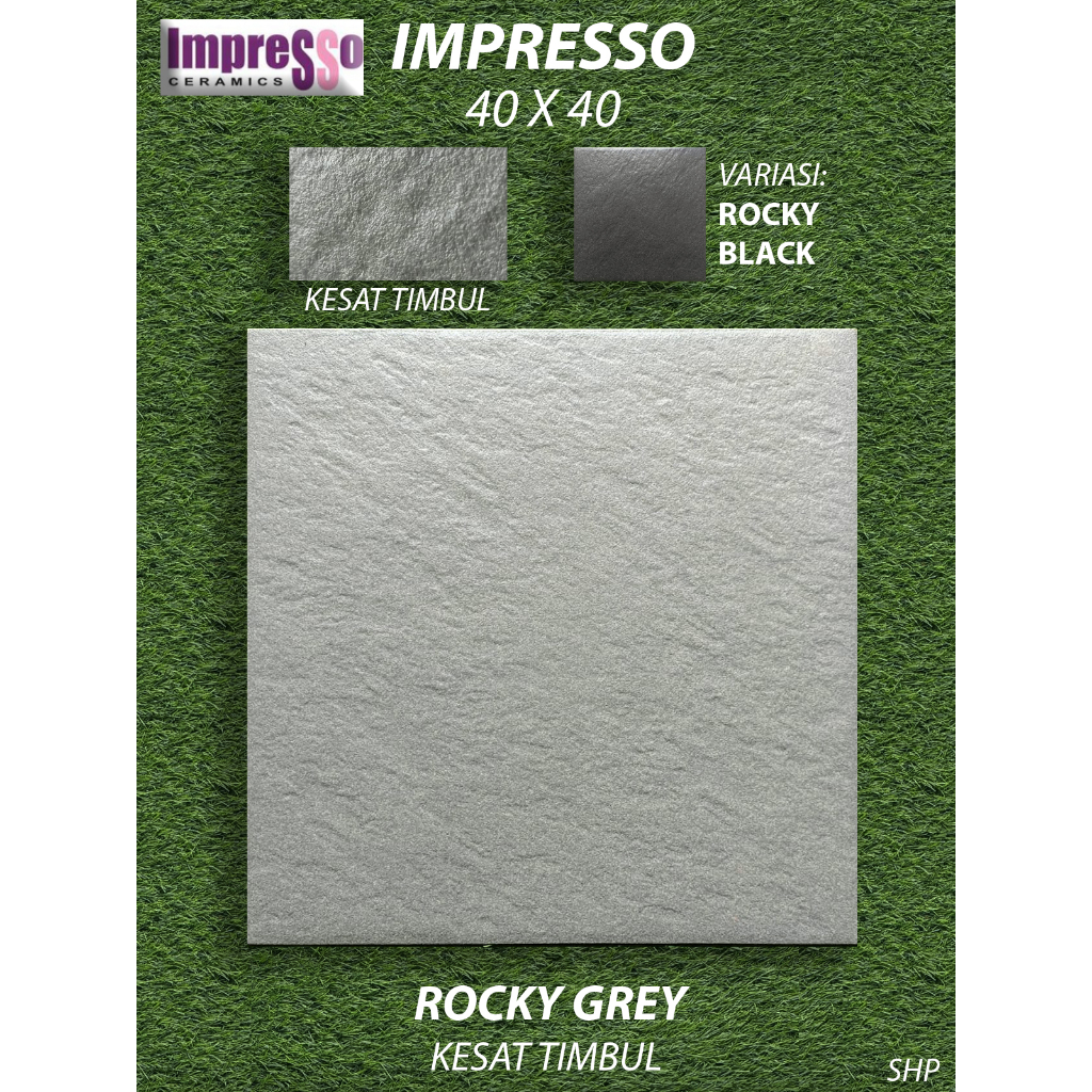 Jual Keramik Lantai Motif 40X40 Impresso Rocky Grey Kesat KW1 Pekanbaru ...