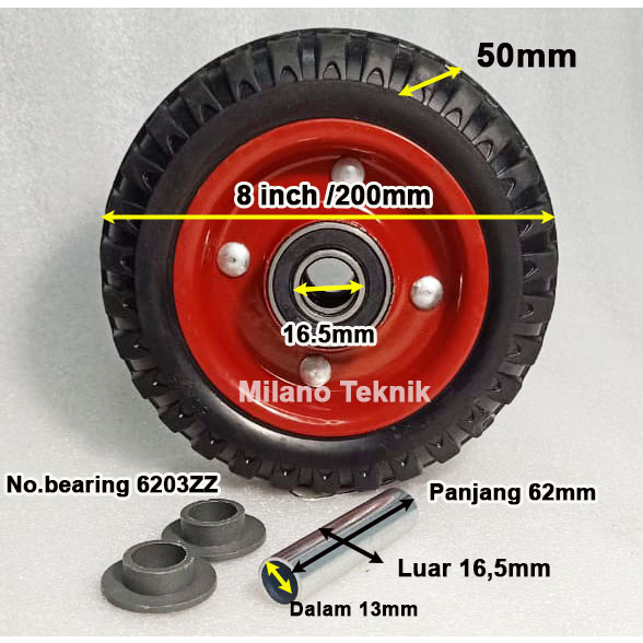 Jual Roda Troli 8" Wheel Only Roda Karet Roda Gerobak Roda Kembang 8 ...
