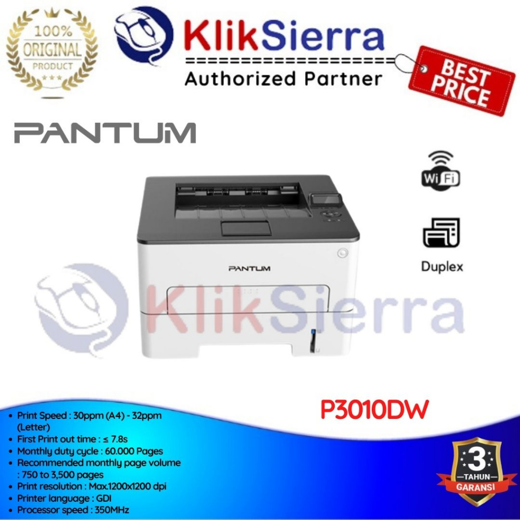 Jual PANTUM P3010DW Printer Single Monochrome Laser P3010 +Duplex +WiFi ...