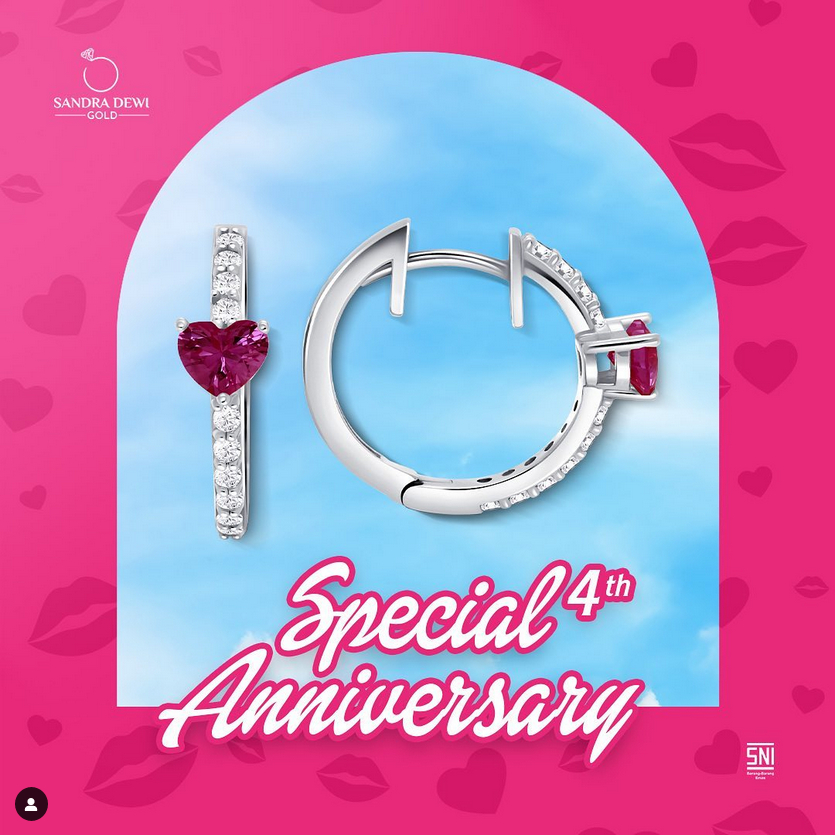 Jual GIWANG ANTING JEPIT EMAS SANDRA DEWI GOLD 4TH ANNIVERSARY HEART ...
