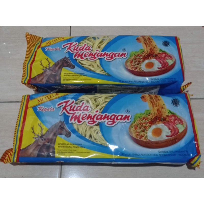 Jual mie telur kepala kuda menjangan 200 gram (mie pipih besar, mie ...