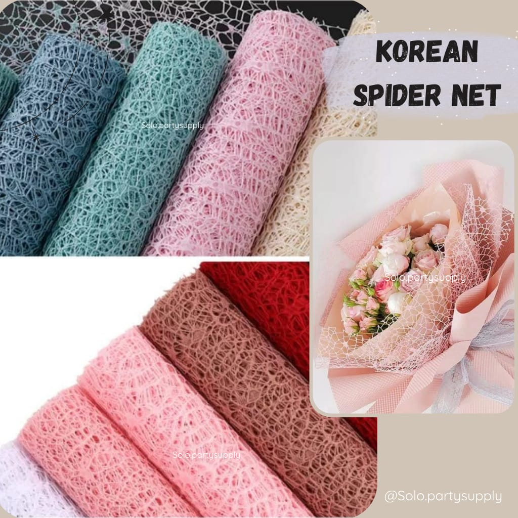 Jual (SW) TERLARIS FLOWER MESH KOREAN SPIDER NET Korean Jaring Net Roll ...