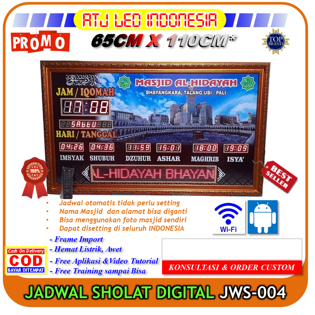 Jual Original jam masjid musholla jadwal sholat digital jadwal adzan ...