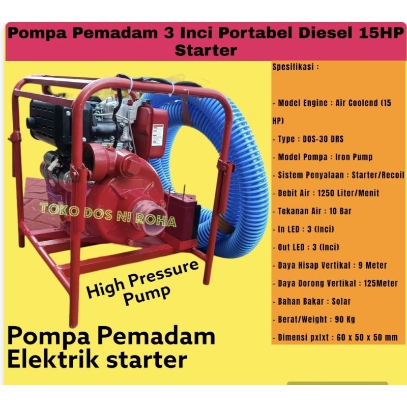 Jual Mesin Pompa Pemadam 3 Inci Mesin 15HP Elektrik Starter Solar ...