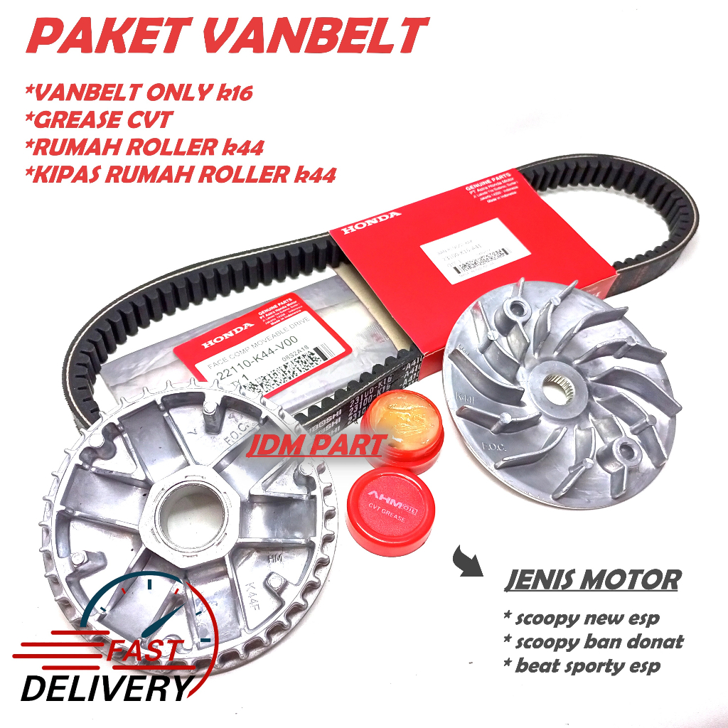 Jual PAKET VANBELT ONLY K16 + RUMAH ROLLER ONLY K44 + KIPAS K44 + GEMUK GREASE HONDA CVT ...