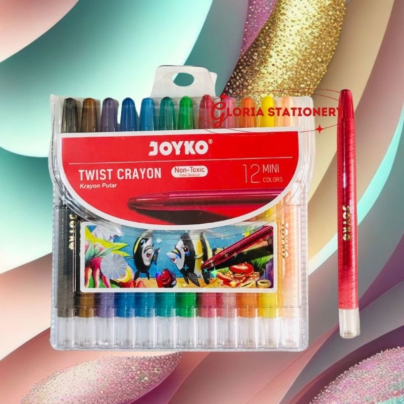 Jual Joyko crayon putar pendek12 warna/ Twist Crayon mini 12 colour ...