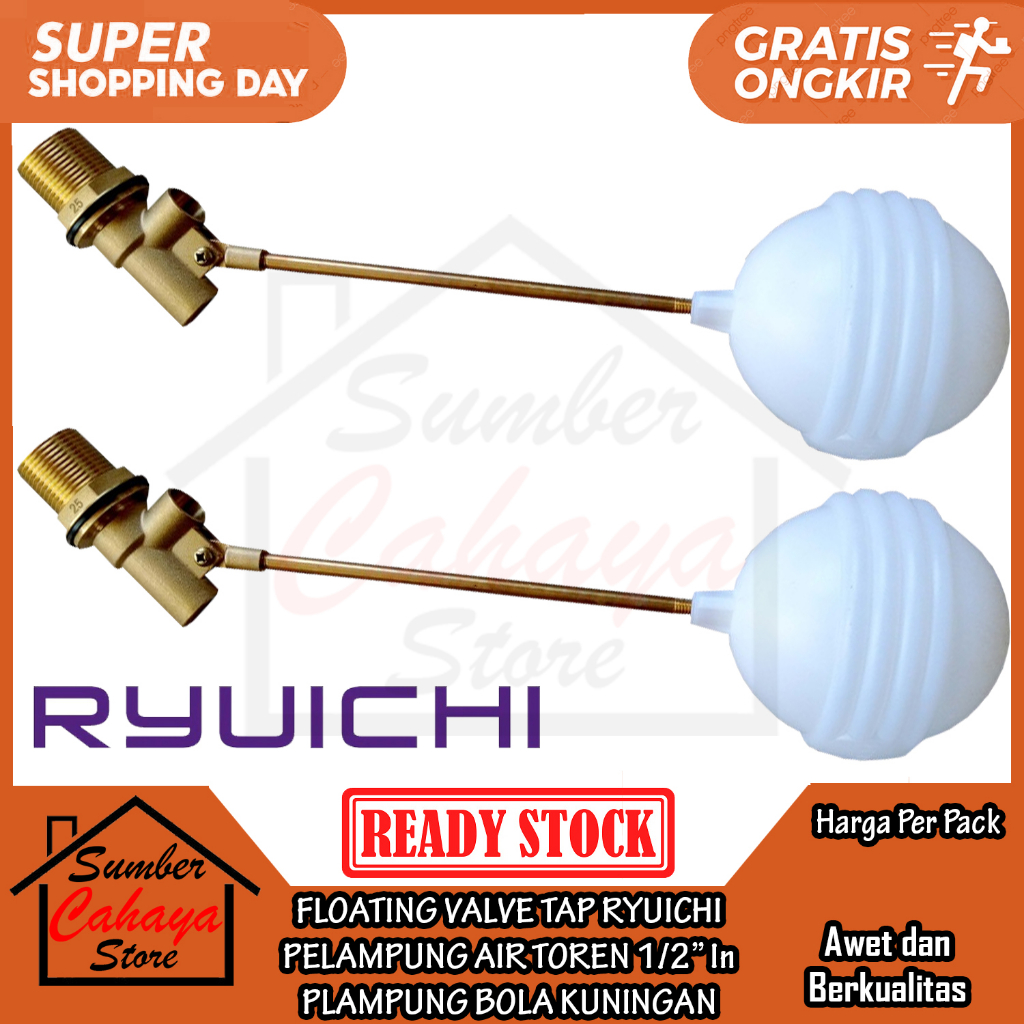 Jual FLOATING VALVE BRASS TAP RYUICHI 1/2” Inch PELAMPUNG AIR TOREN ...